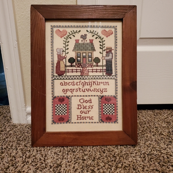 Accents | Vintage Framed Cross Stitch Sampler | Poshmark